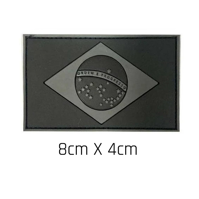 Patch Emborrachado Bandeira do Brasil em Preto e Branco